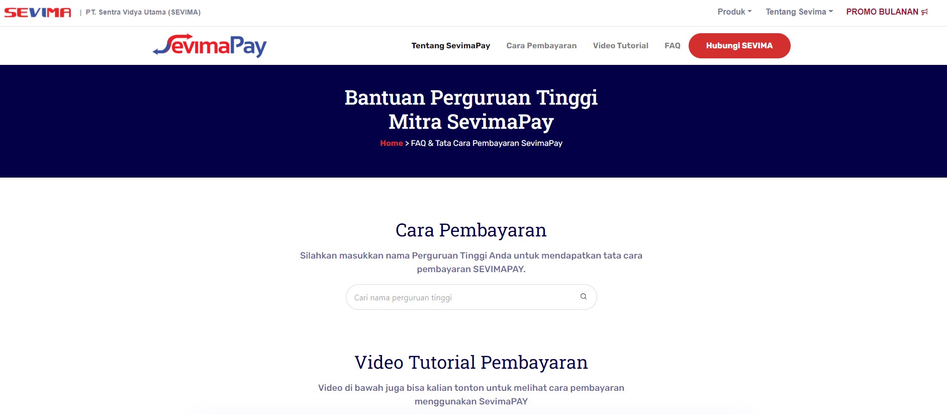 Tatacara Pembayaran menggunakan SEVIMAPAY untuk Pendaftaran